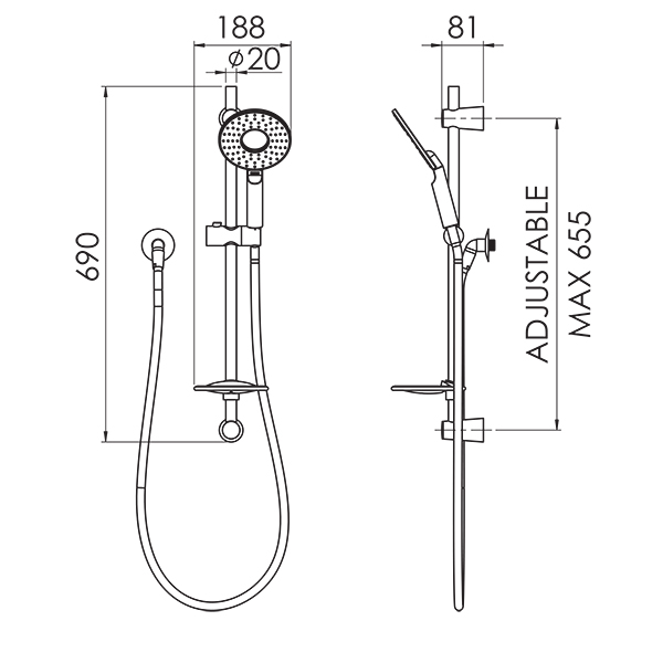 Designer II Single Spray Slide Shower | Felton Tapware